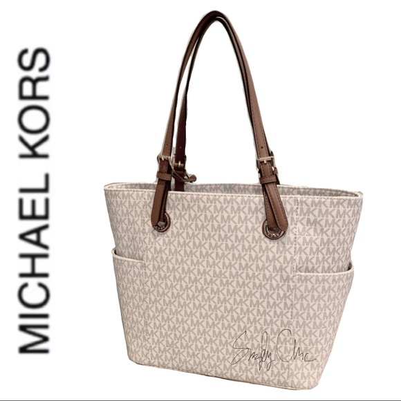 Michael Kors | Bags | Nwt Authentic Mk Signature Monogram Tote Vanilla ...